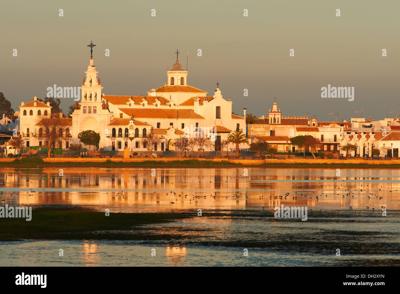 El Rocio village and Hermitage at Sunset, Almonte El Rocio, El Rocío ...