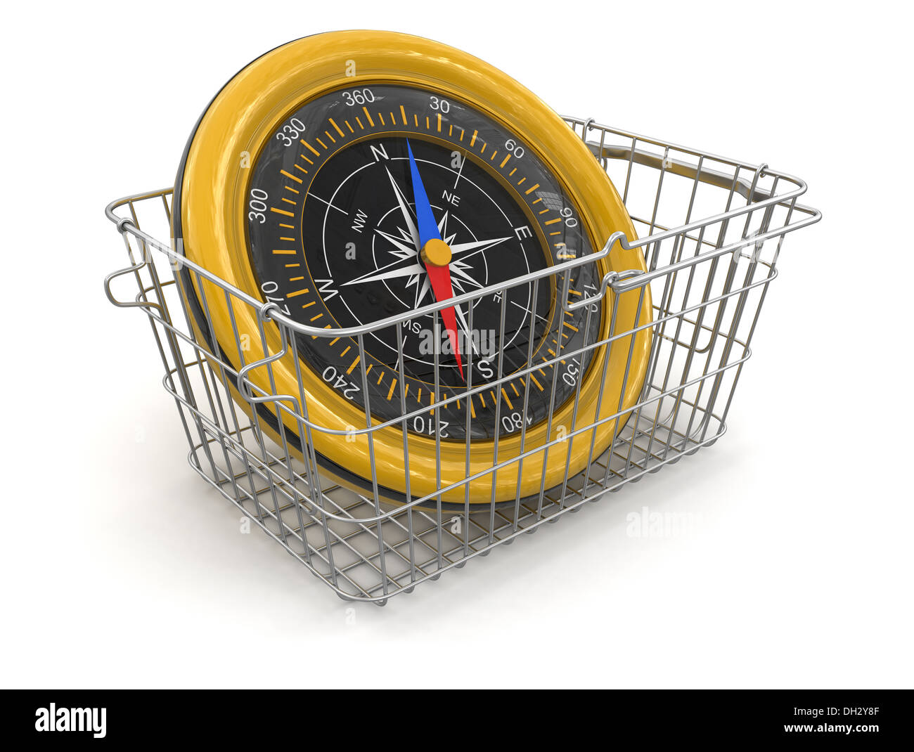 Shopping Basket and Compass (clipping path included Stock Photo - Alamy