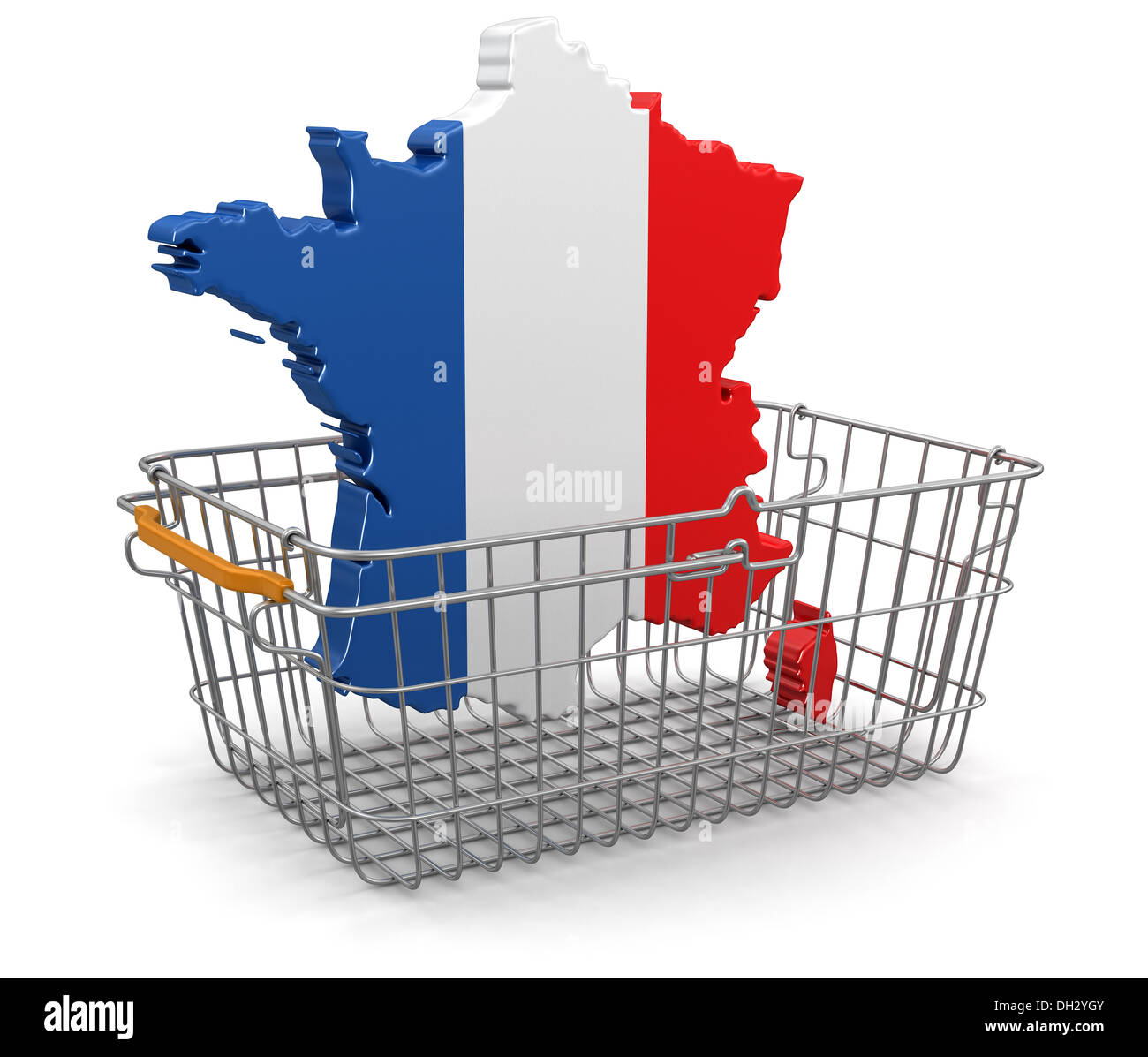 Shopping Basket and French map (clipping path included Stock Photo - Alamy