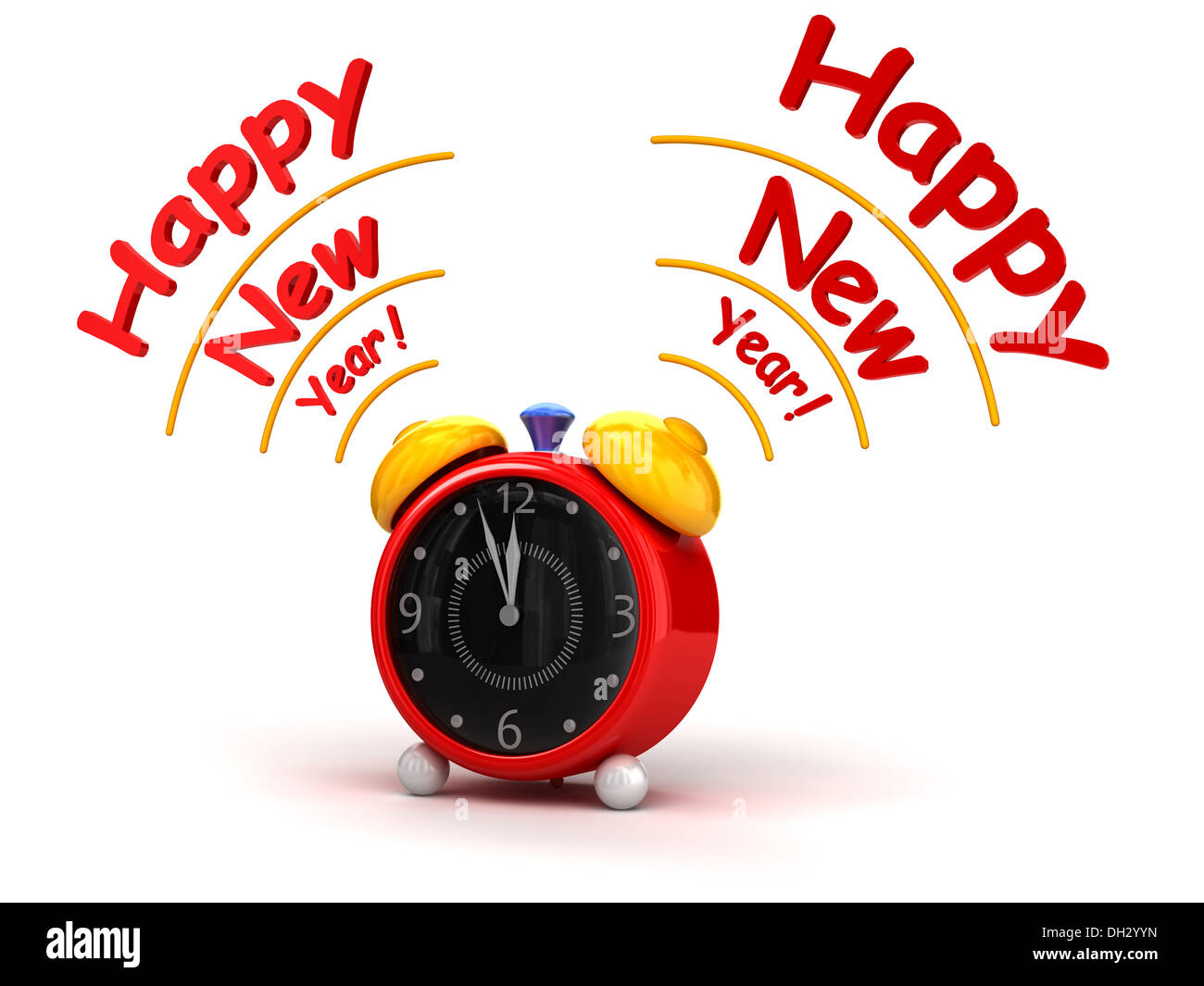 Happy New Year with Alarm clock Stock Photo - Alamy
