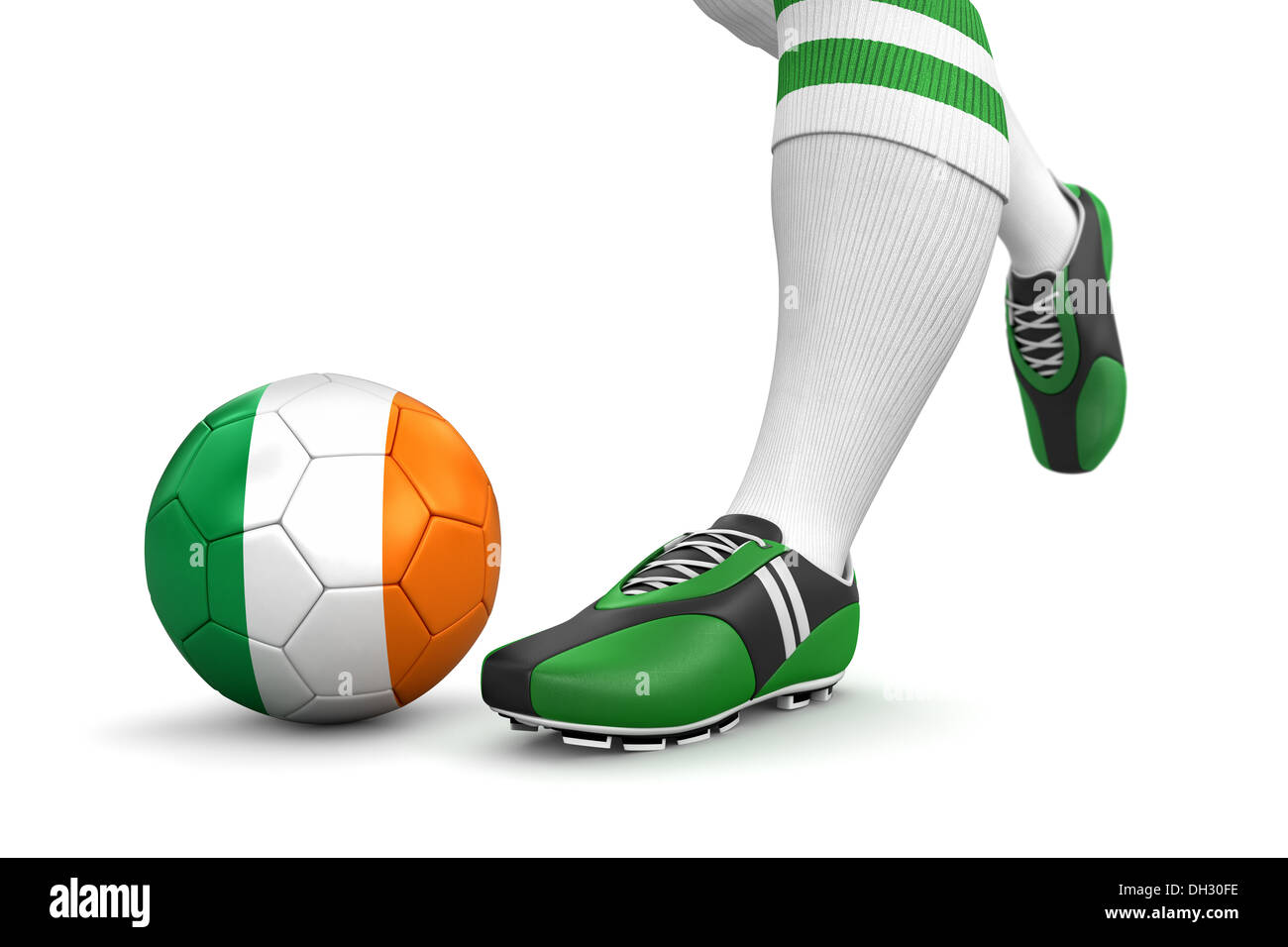 Man and soccer ball with Irish flag (clipping path included Stock Photo ...