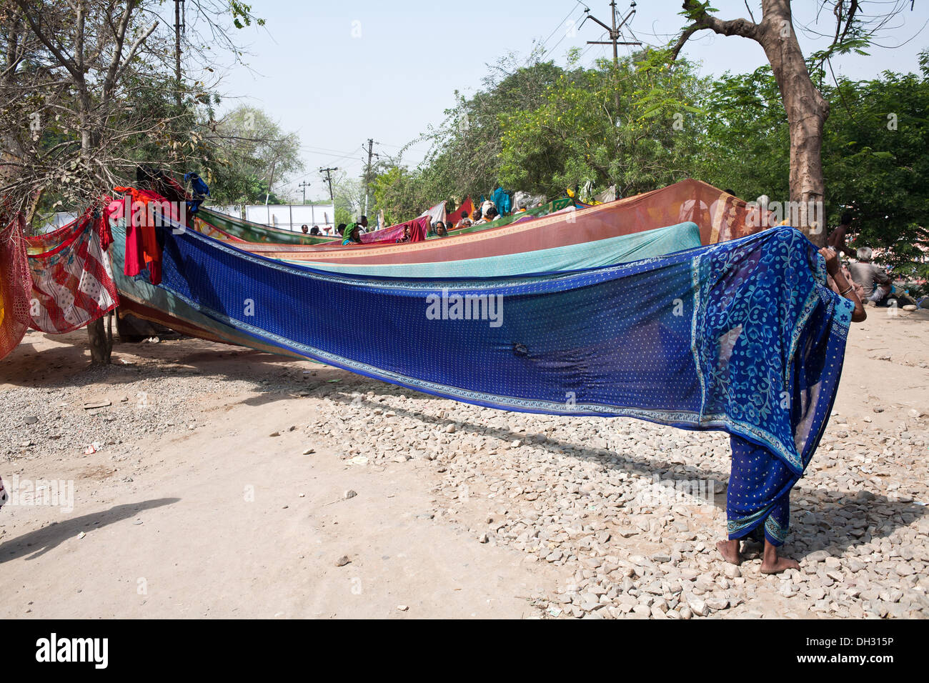 Indian woman drying saree , Haridwar , Uttarakhand , India , Asia Stock ...