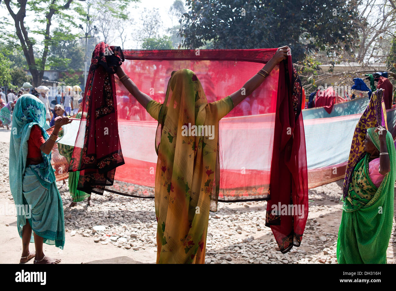Woman drying saree Uttarakhand India Asia Stock Photo - Alamy