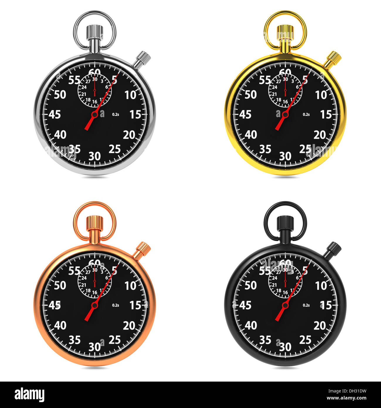 Stopwatch Set on White Background Stock Photo - Alamy