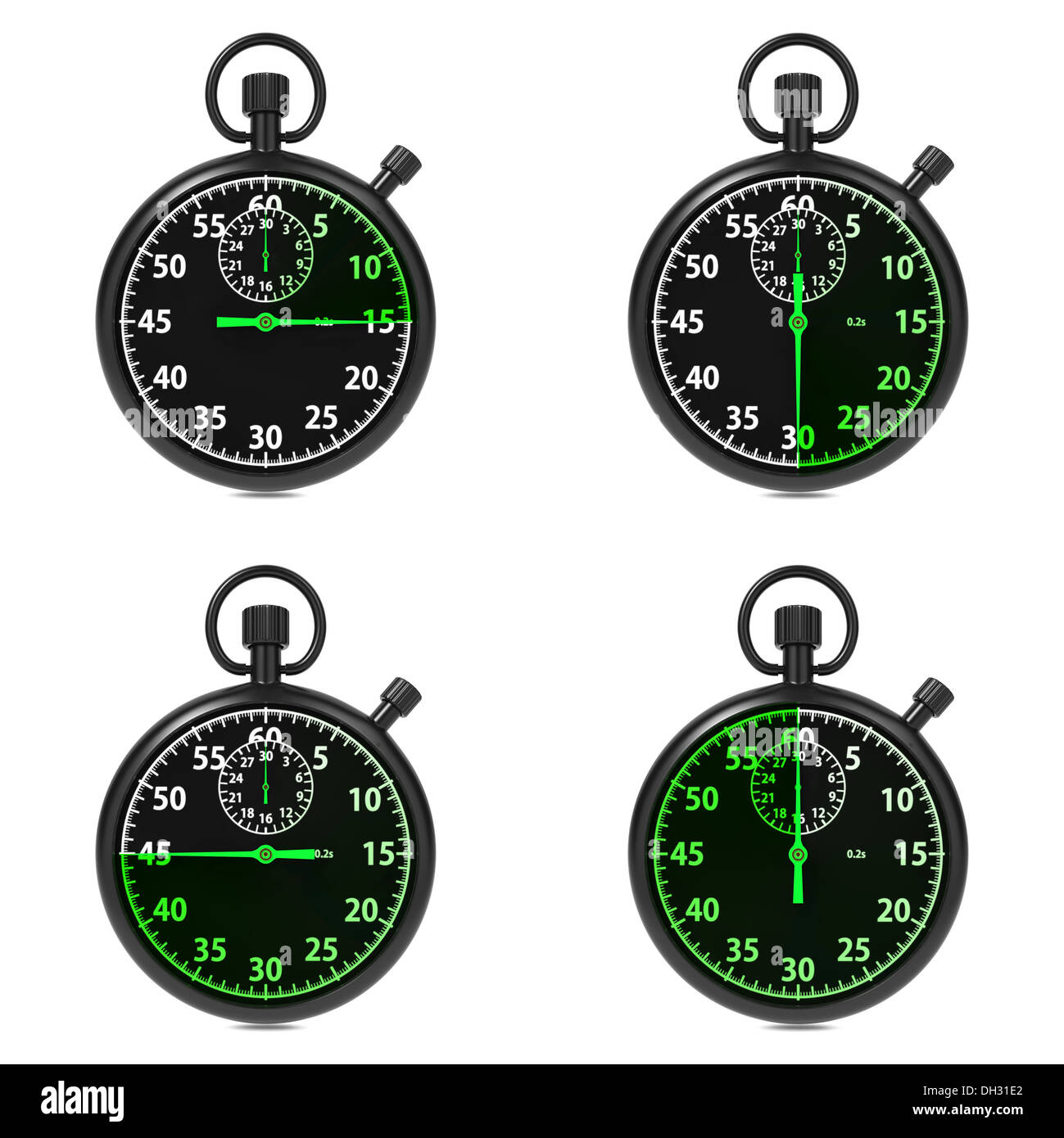 Stopwatch - Green Timers. Set on White Stock Photo - Alamy