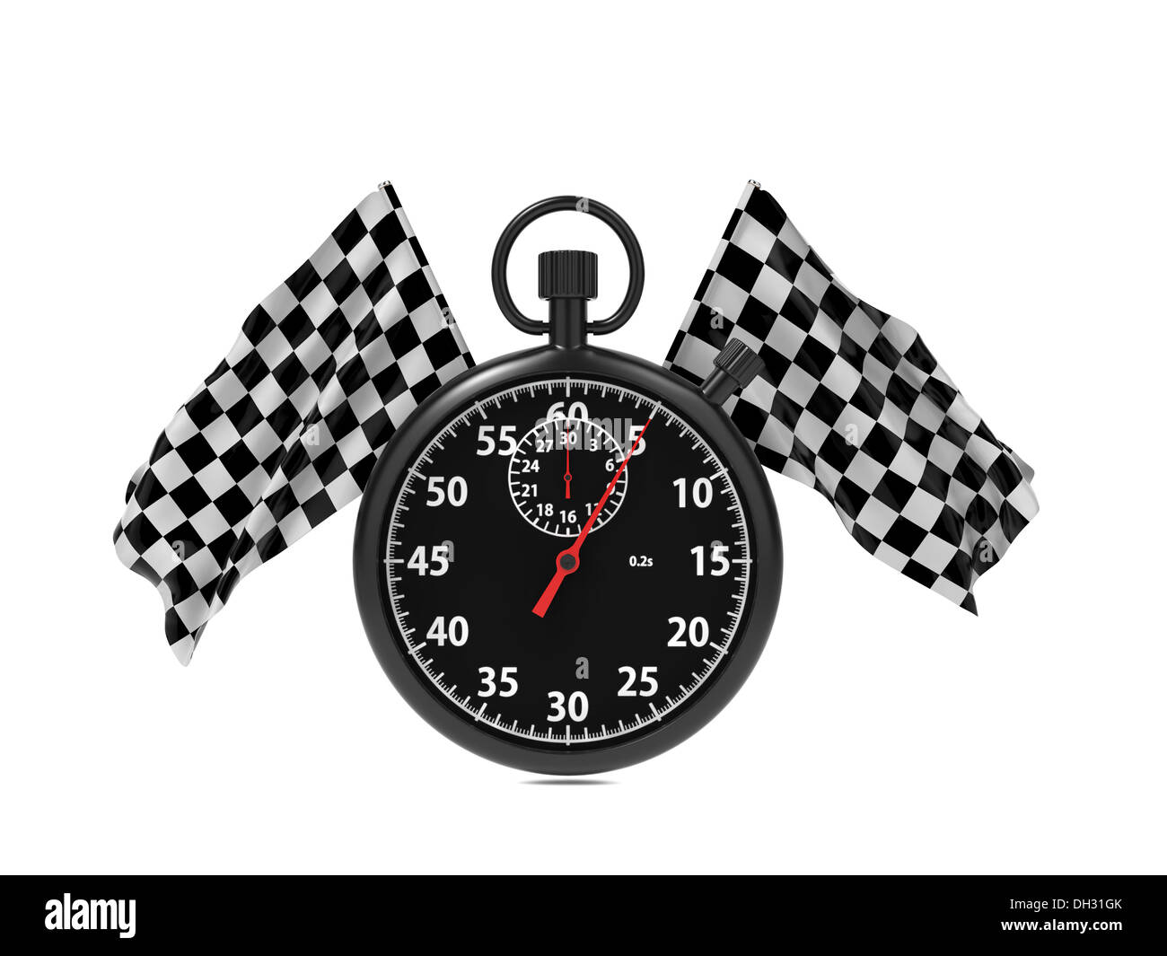 Checkered flag with Stopwatch Stock Photo - Alamy