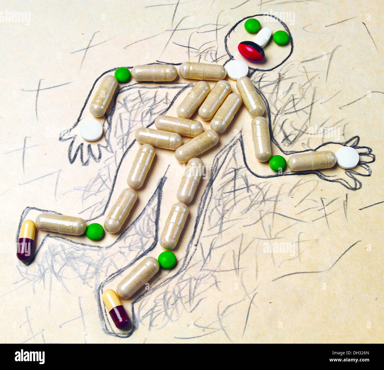 Tablets are placed in the form of a human figure Stock Photo - Alamy