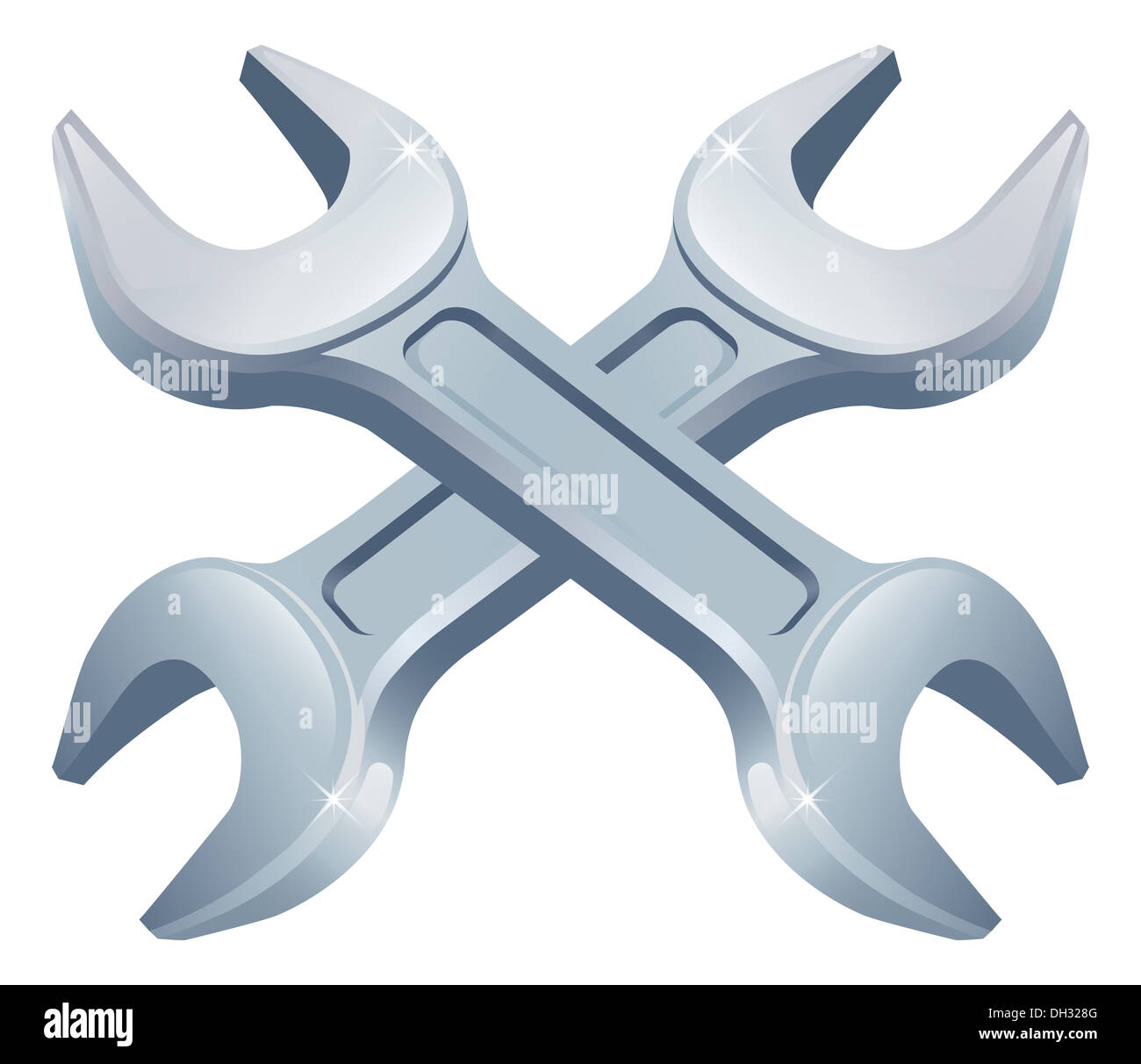 Crossed wrench spanners icon of cartoon tools crossed, construction or ...