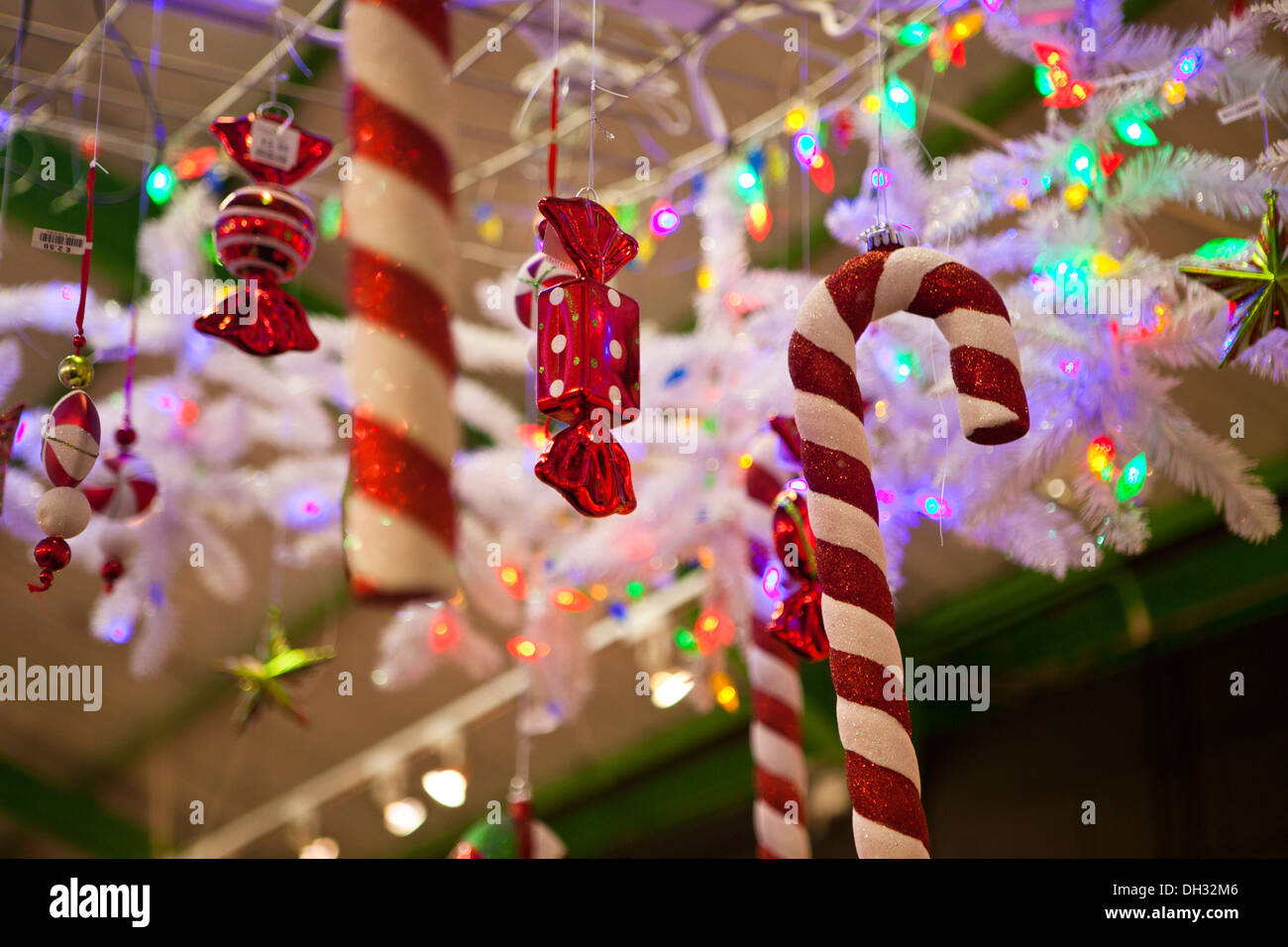 Christmas decorations in garden center hi-res stock photography and ...