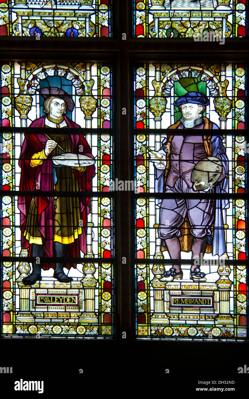 Stained glass window, Rijksmuseum, Amsterdam, Netherlands Stock Photo ...