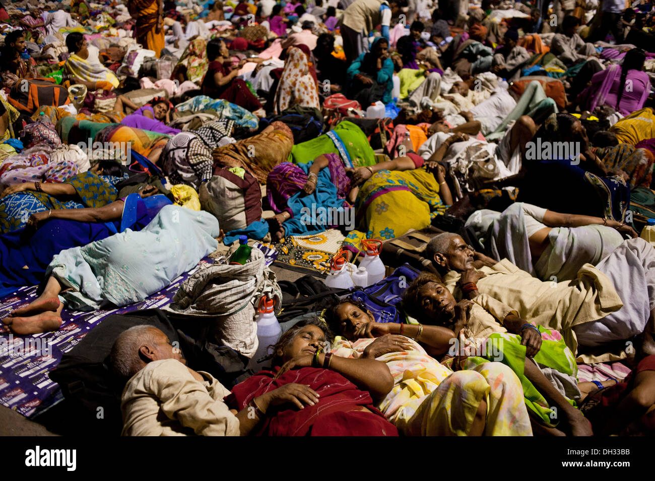 mass of people resting sleeping Kumbh Mela Haridwar Uttarakhand India ...