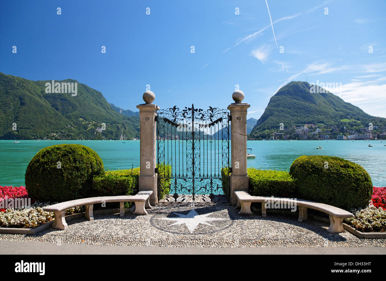 Switzerland, Ticino, Lugano, Parco Civico, City Park, Lake LugSchweiz ...