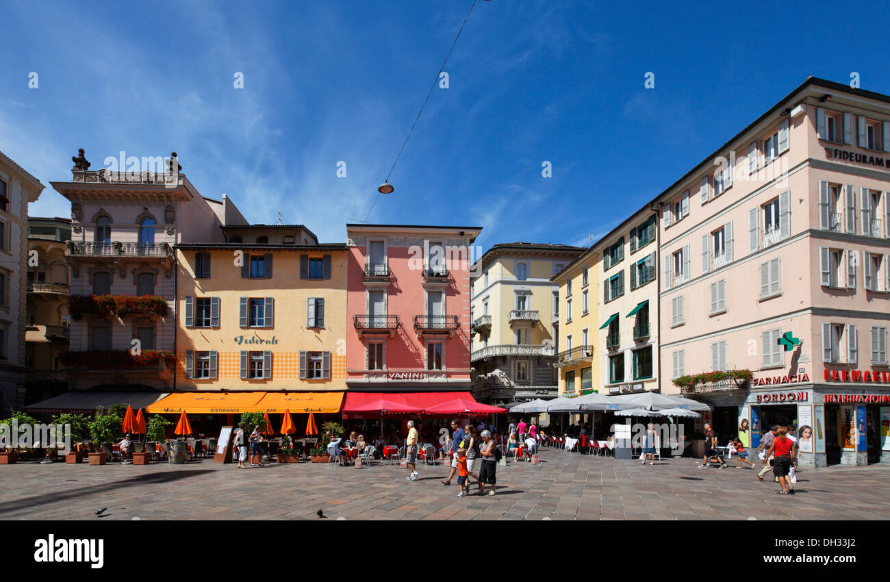 Switzerland, Ticino, Lugano, Piazza della RiForma, place, houses ...