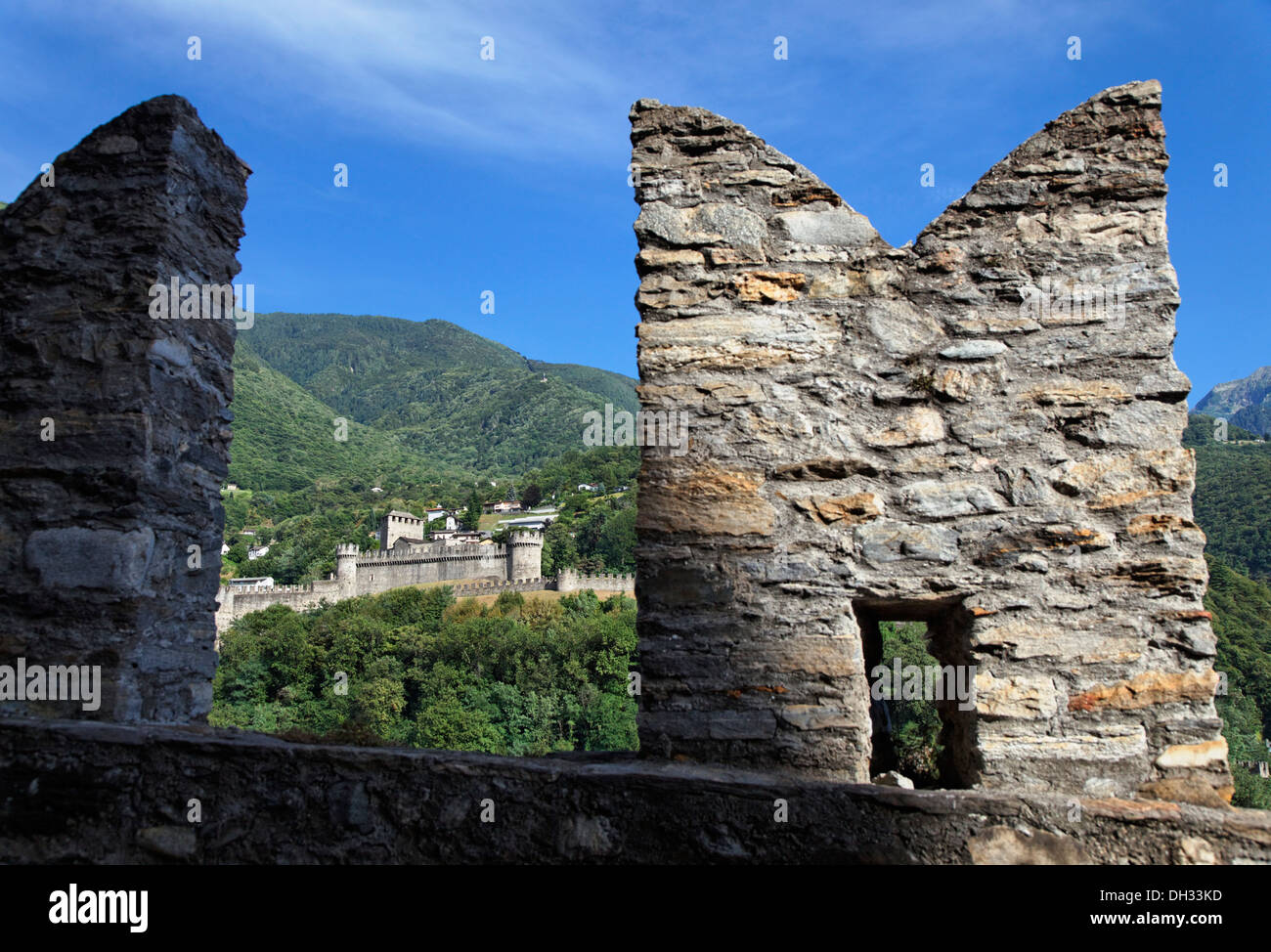 Switzerland, Ticino, Bellinzona, Montebello Castle, UNESCO World ...