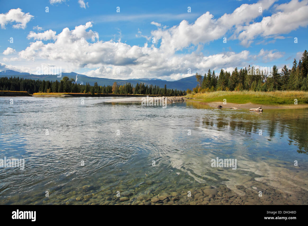 The shallow river in Yellowstone park Stock Photo - Alamy