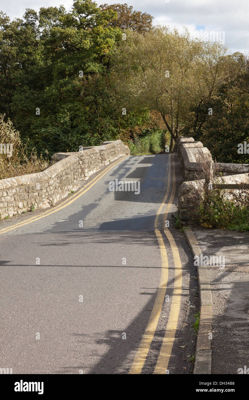 The narrow stone medieval bridge at Teston in Kent over the River ...