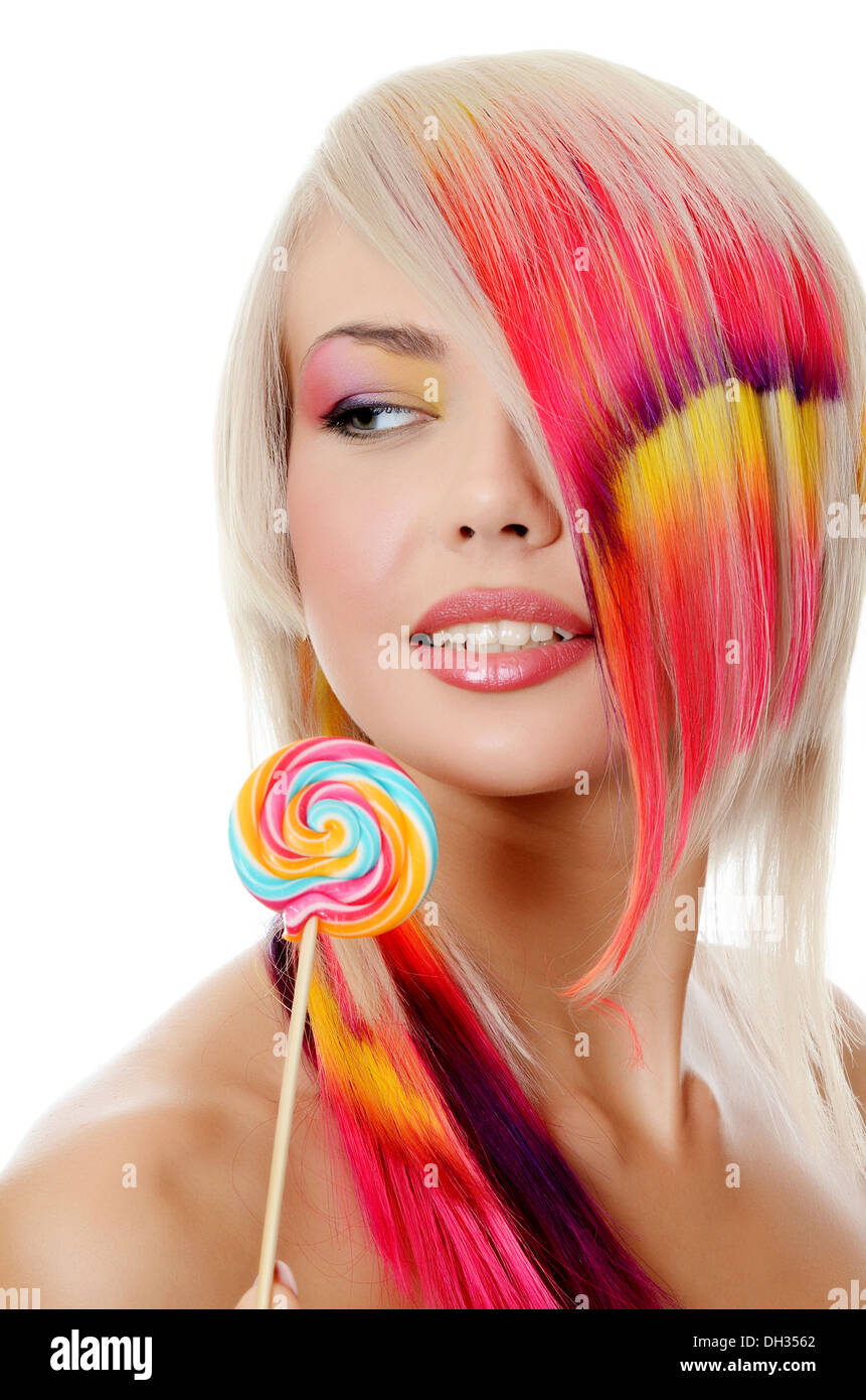 The girl with sugar candy isolated Stock Photo - Alamy