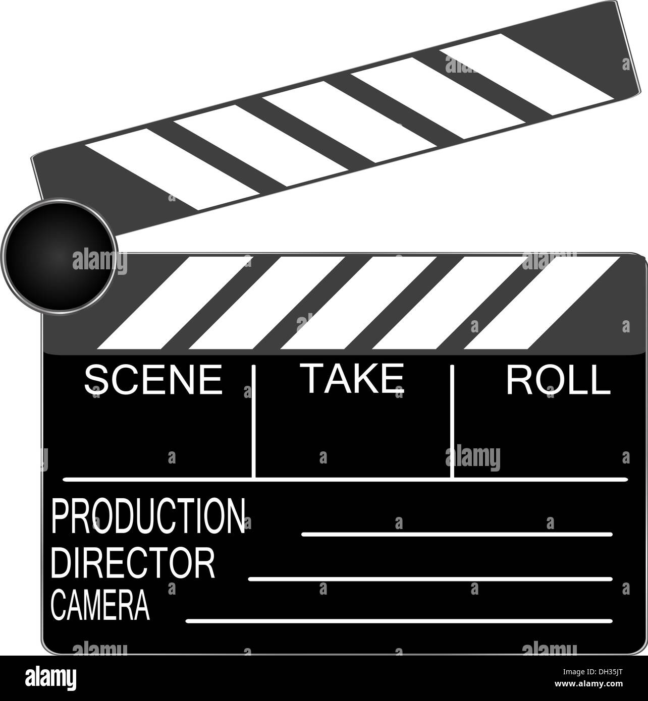 Clapperboard on white background Black and White Stock Photos & Images ...
