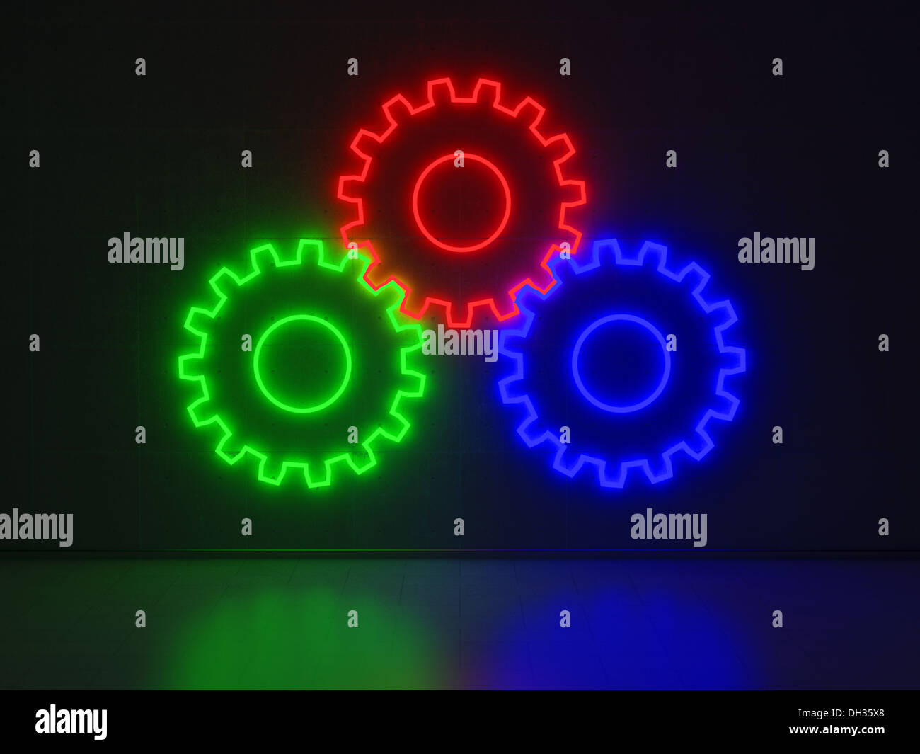 Gears - Series Neon Signs Stock Photo - Alamy
