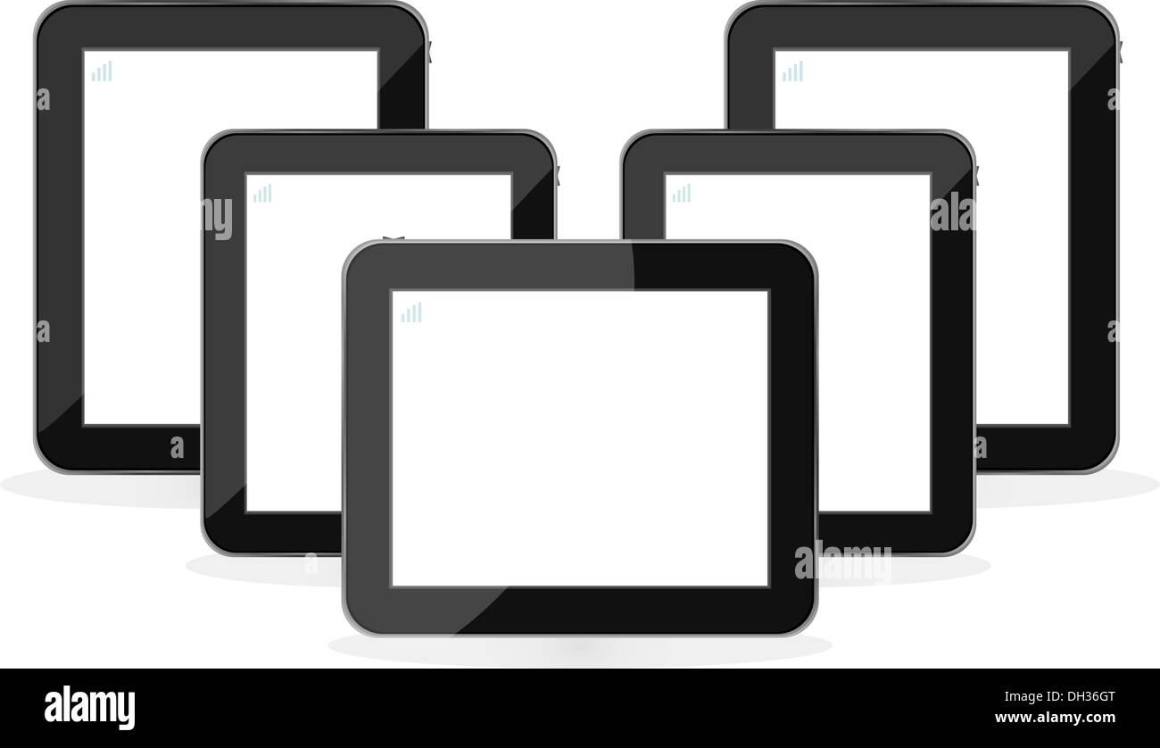 Digital tablet PC set isolated on white Stock Photo - Alamy