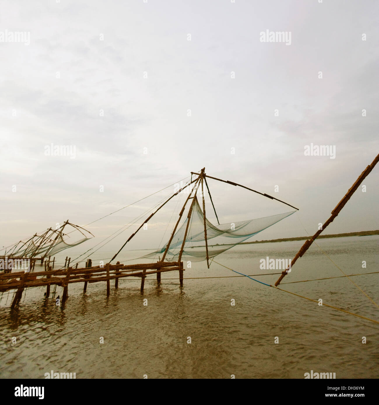 Commercial fishing nets in the sea, Cochin, Kerala, India Stock Photo ...