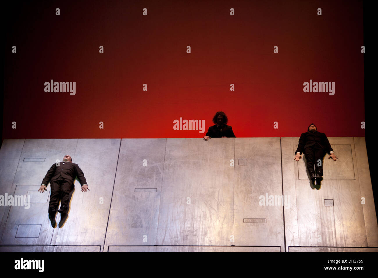 three men acting performing on stage Festival of France Mumbai ...