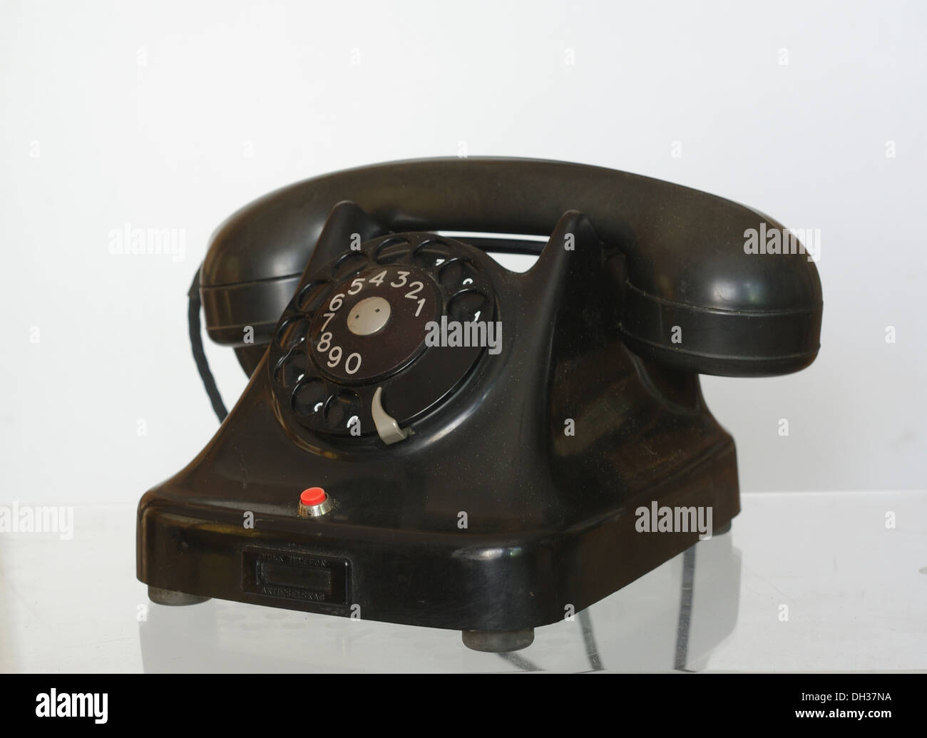 old black telephone on white background Stock Photo - Alamy
