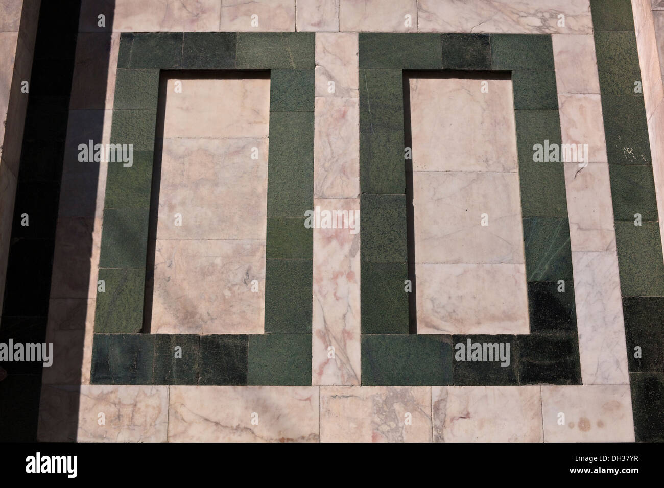 A detailed view of the rectangular recesses in the external walls of ...