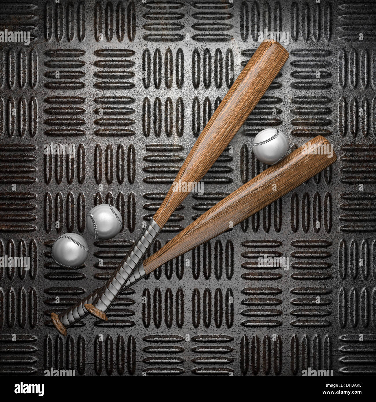 Baseball and metal wall background Stock Photo - Alamy