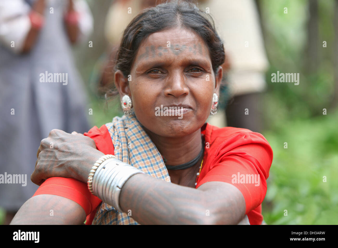 Baiga woman. Baiga Tribe, Chada village, Madhya Pradesh, India Stock ...