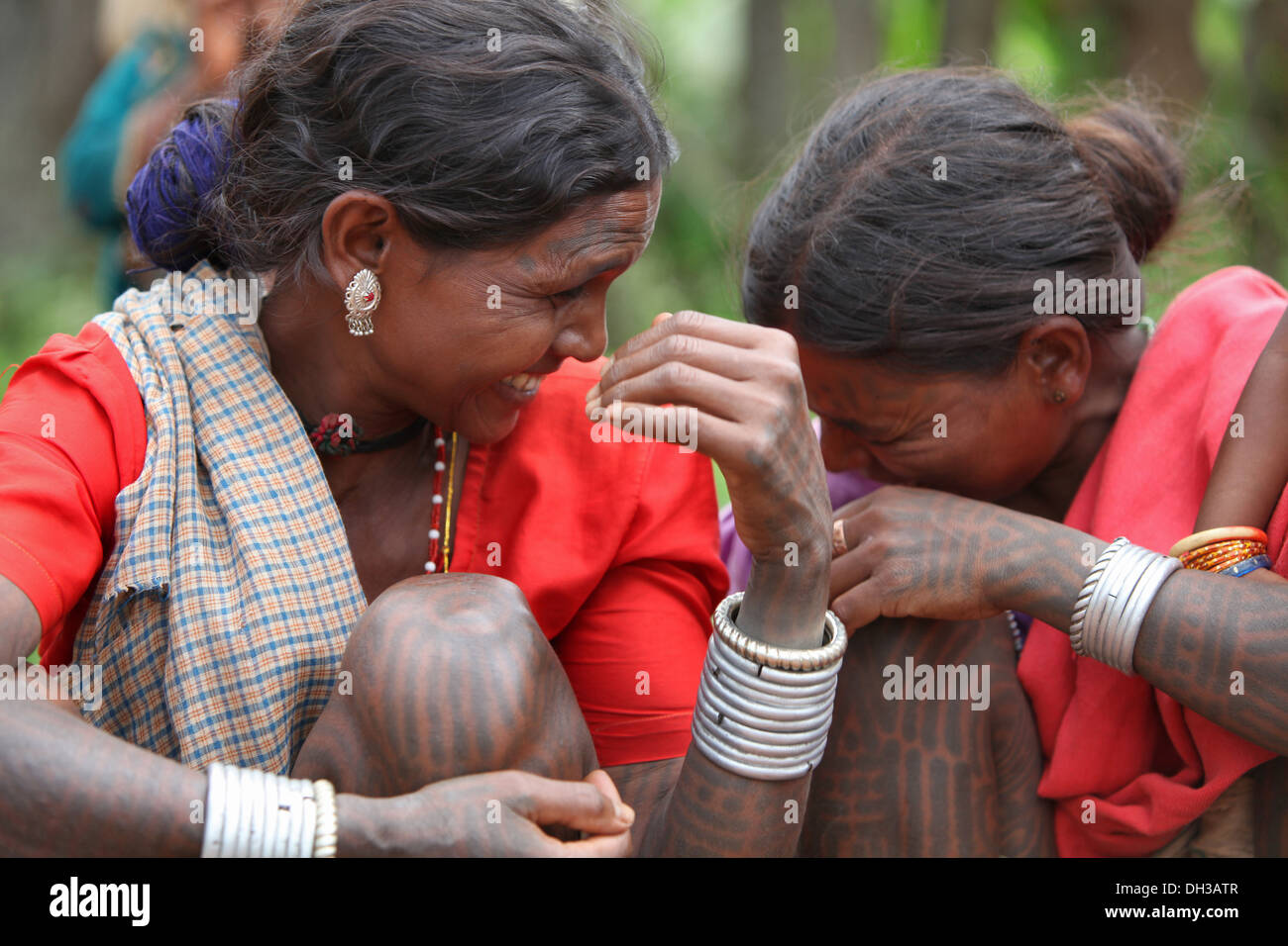 Baiga woman smiling. Baiga Tribe, Chada village, Madhya Pradesh, India ...