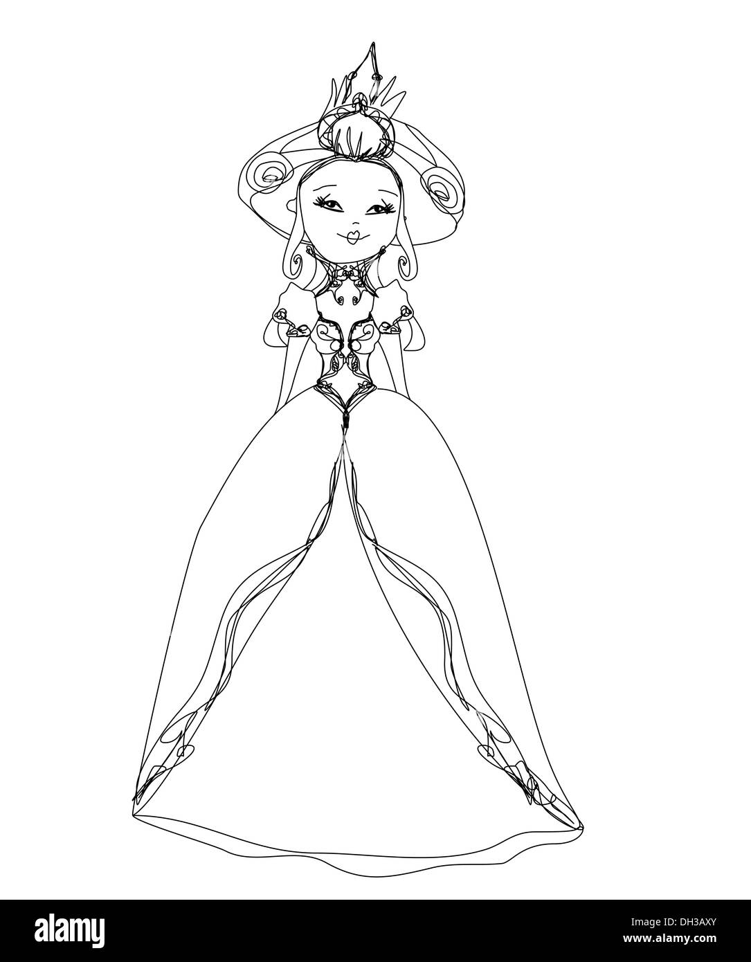Queen smiling in an elegant dress,hand drawn illustration Stock Photo ...