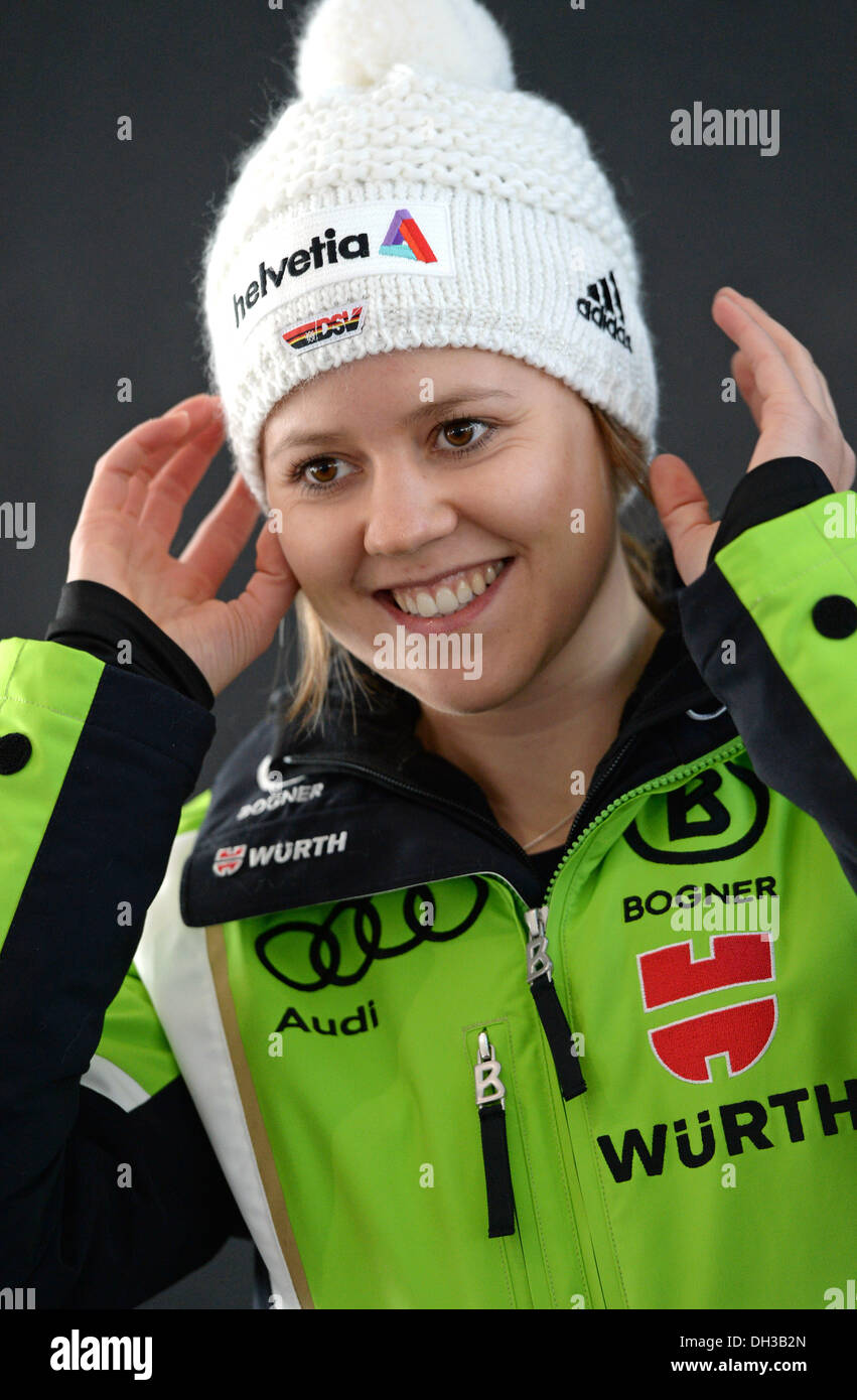 Eching, Germany. 30th Oct, 2013. Ski racer Viktoria Rebensburg is ...