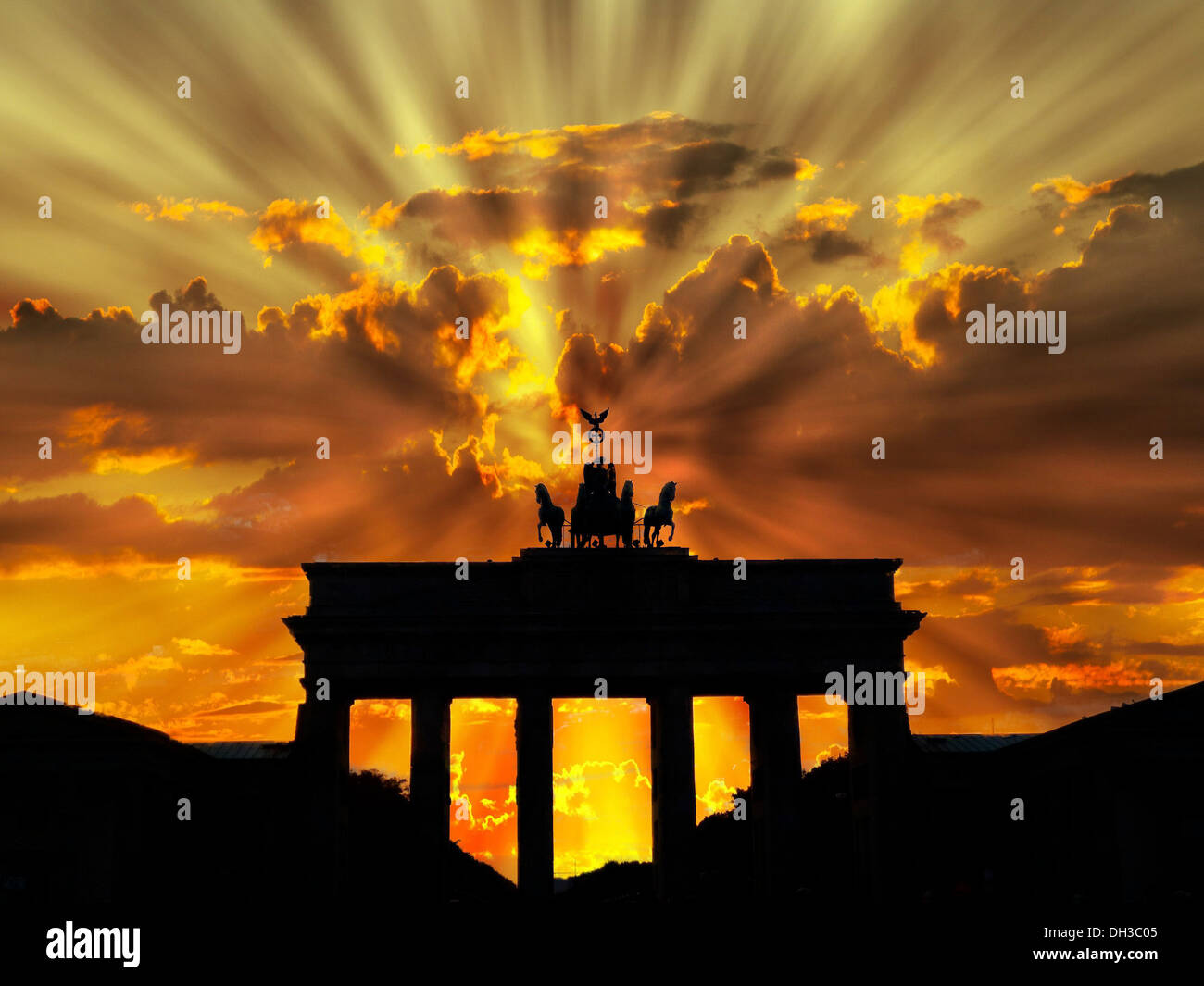The Brandenburg Gate, an iconic symbol of Berlin, Germany, is depicted ...