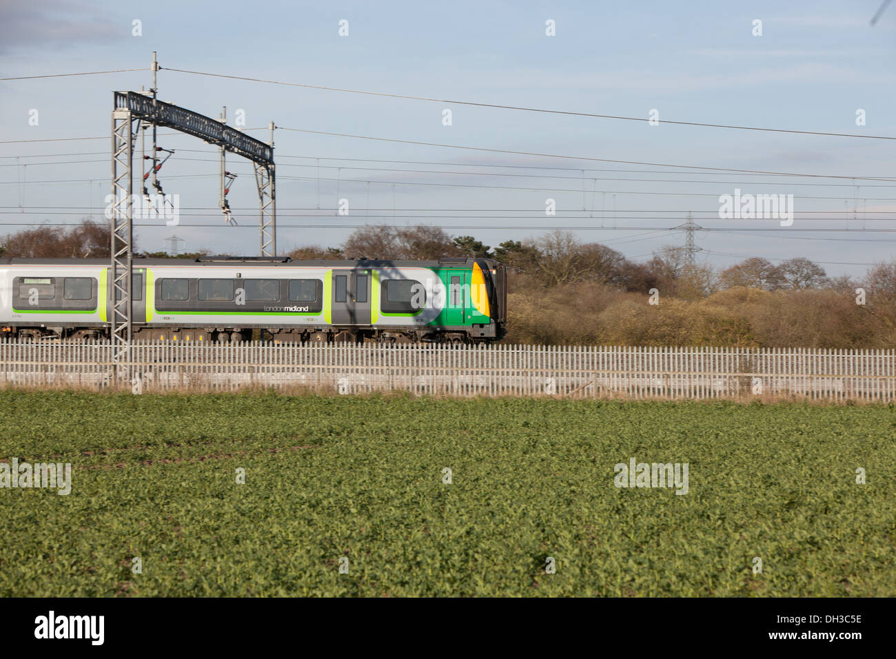 A London Midland passenger train on the West Coast Main Line Stock ...