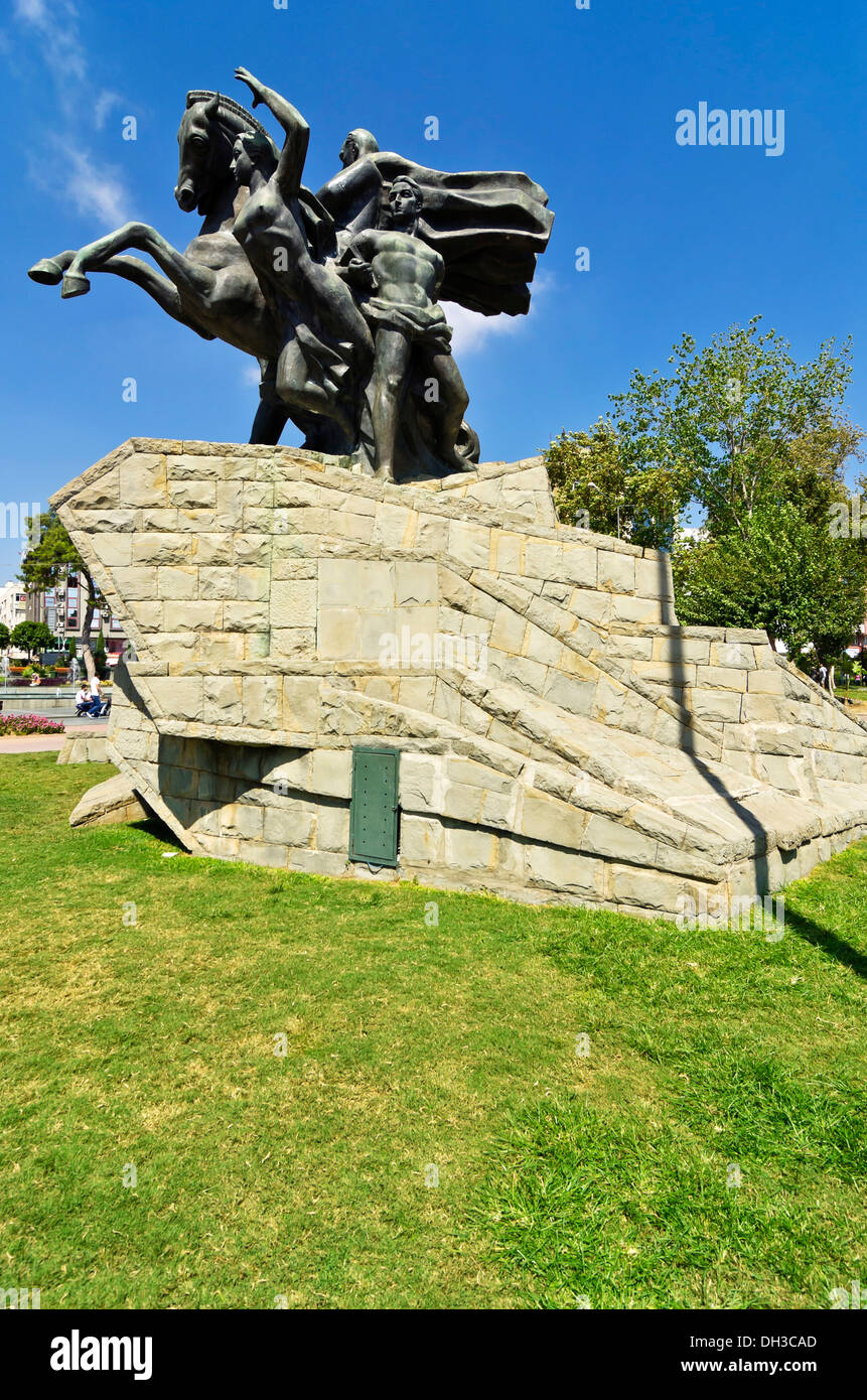 Republic Square with a statue of Kemal Atatürk, Antalya, Turkey, Asia ...