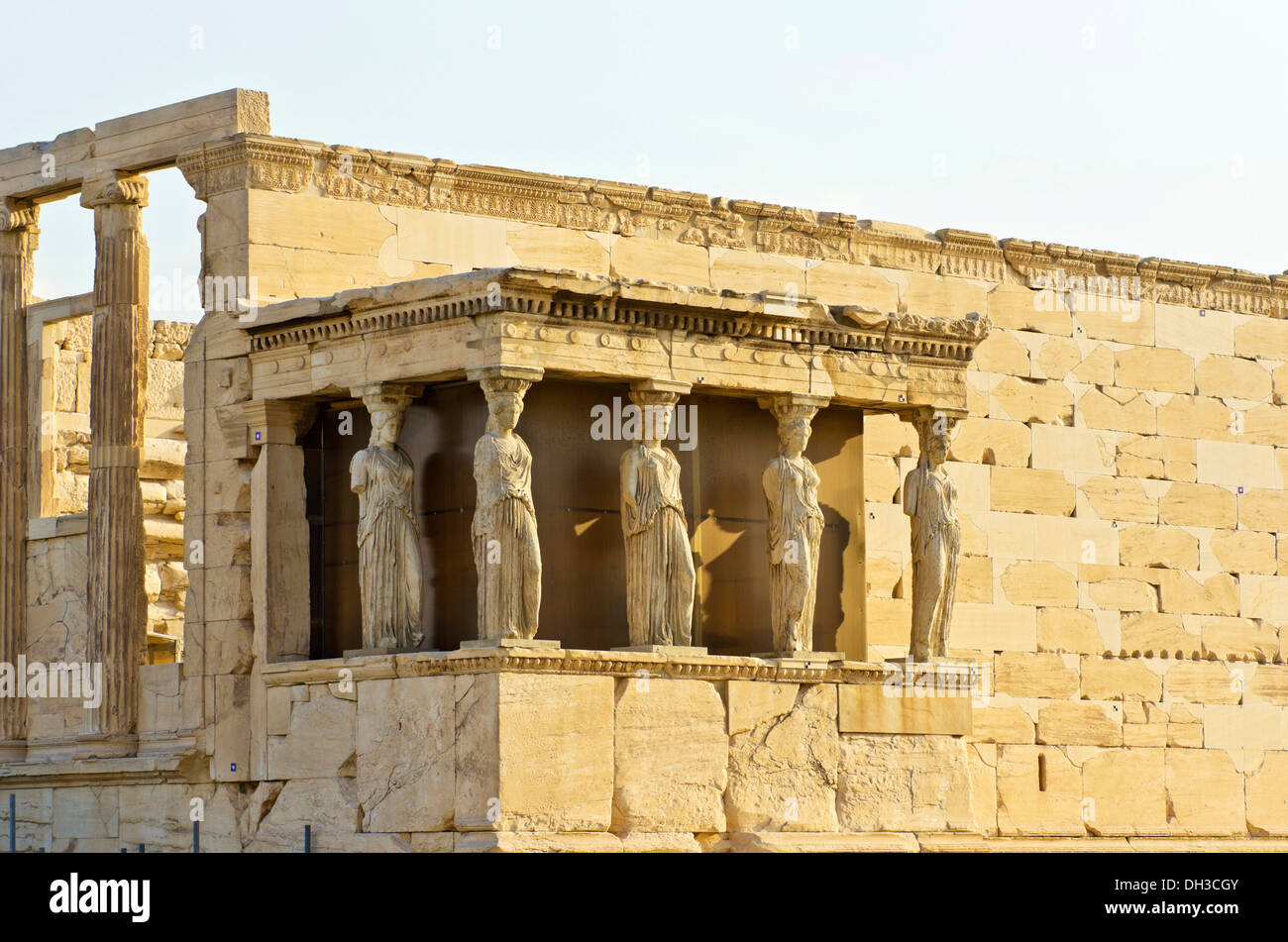 Southern portico of the Erechtheion temple with the Caryatids ...