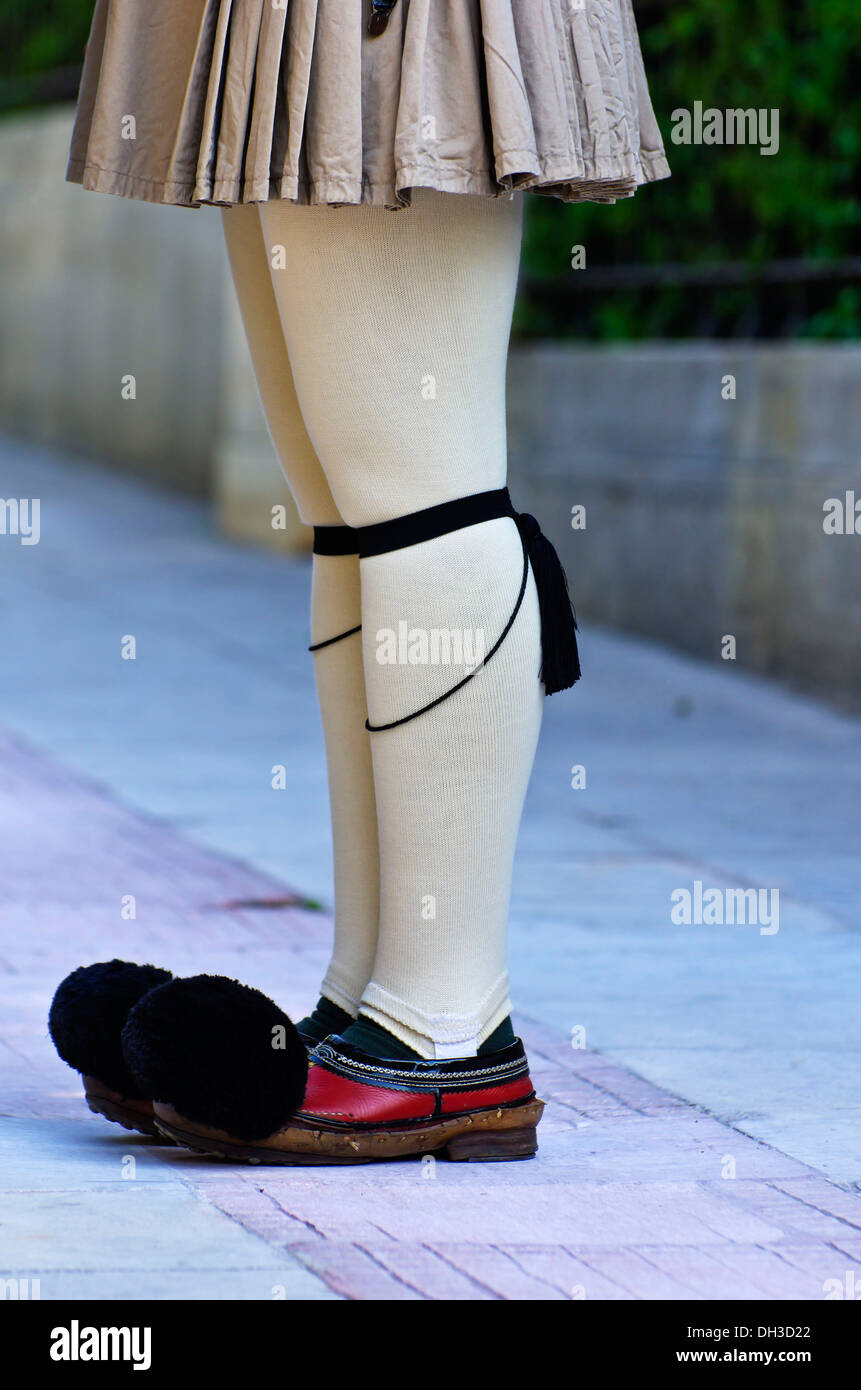 Evzone, Presidential Guard, detail legs, during the changing of the ...