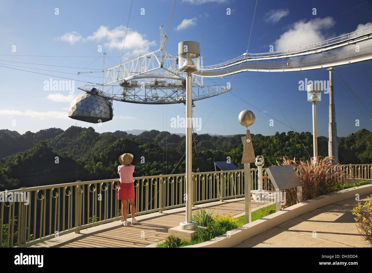 Woman taking picture of antennas, Arecibo Observatory, Arecibo, Puerto ...