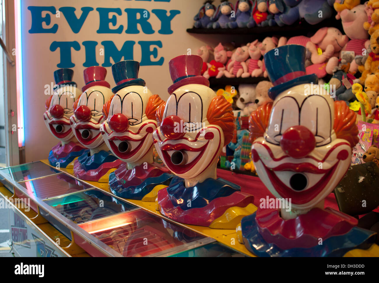 Clowns stall at Warwick Mop Fair, Warwick, UK Stock Photo - Alamy