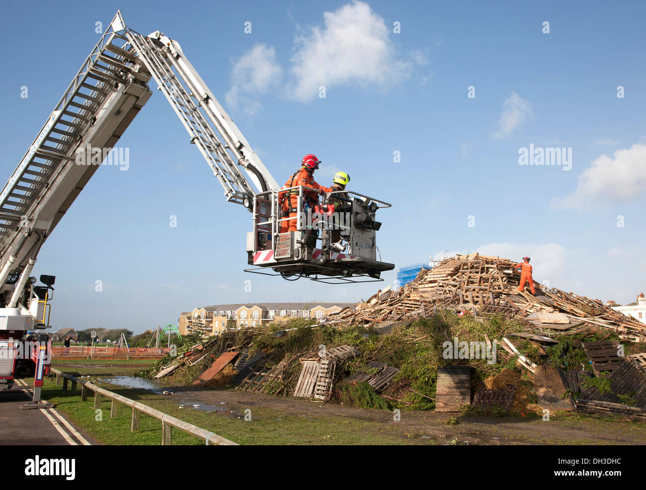 Fir Brigade Fire and Rescue in a hoist Stock Photo - Alamy