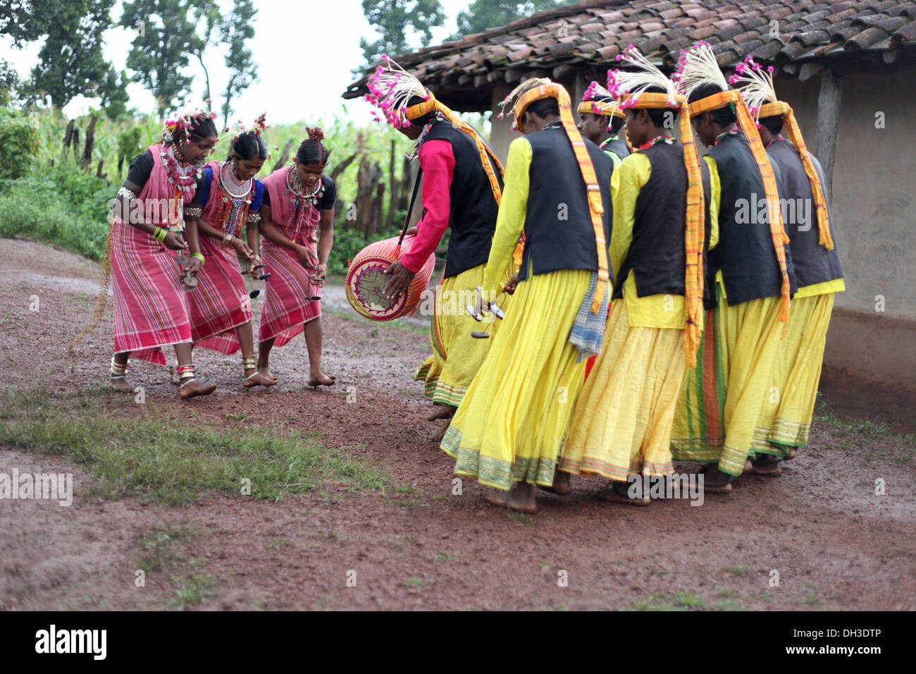 Tribal dance. Baiga Tribe, Chada village, Madhya Pradesh, India Stock ...