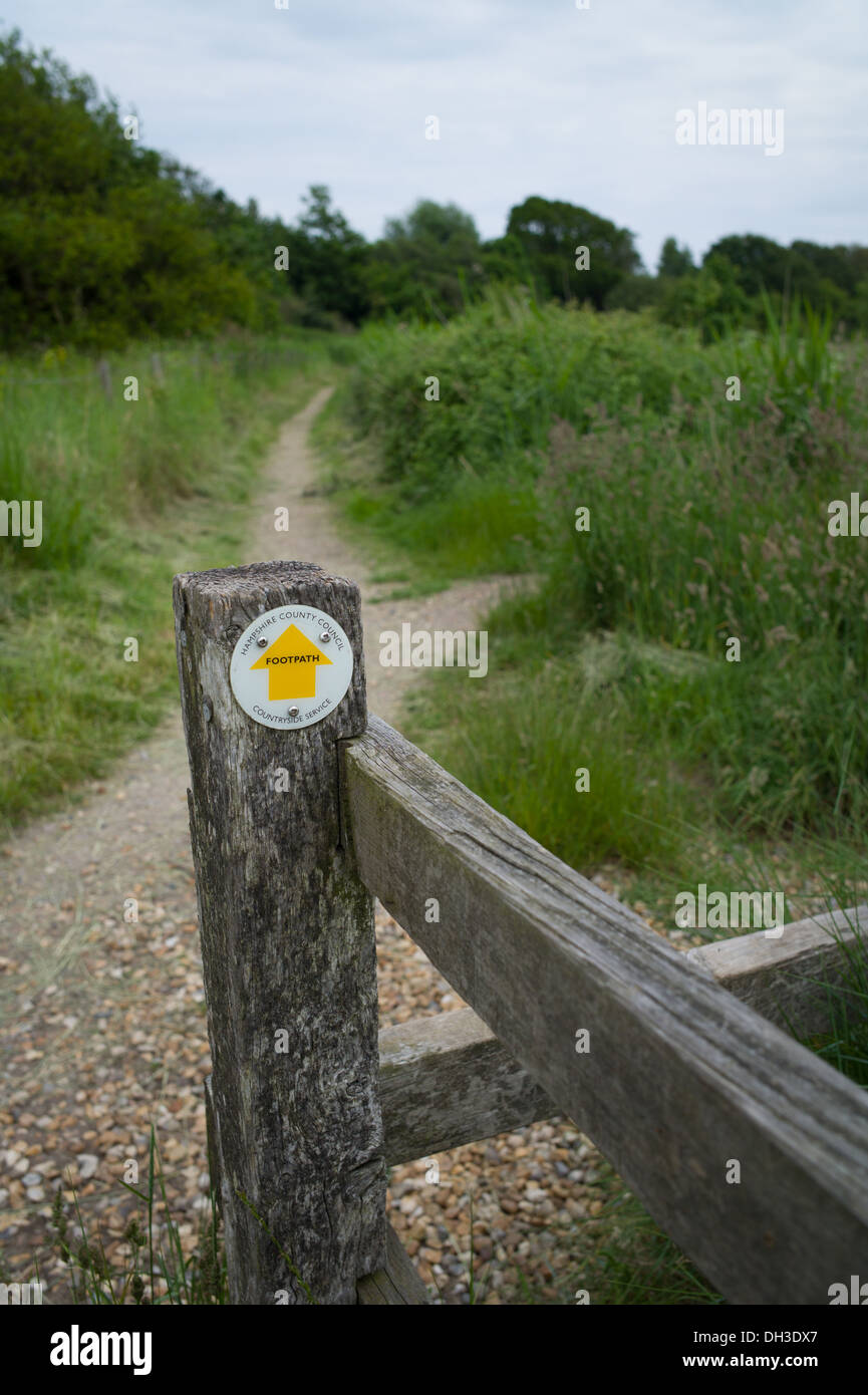 Hampshire County council Footpath marker walk on pathway at Warsash ...