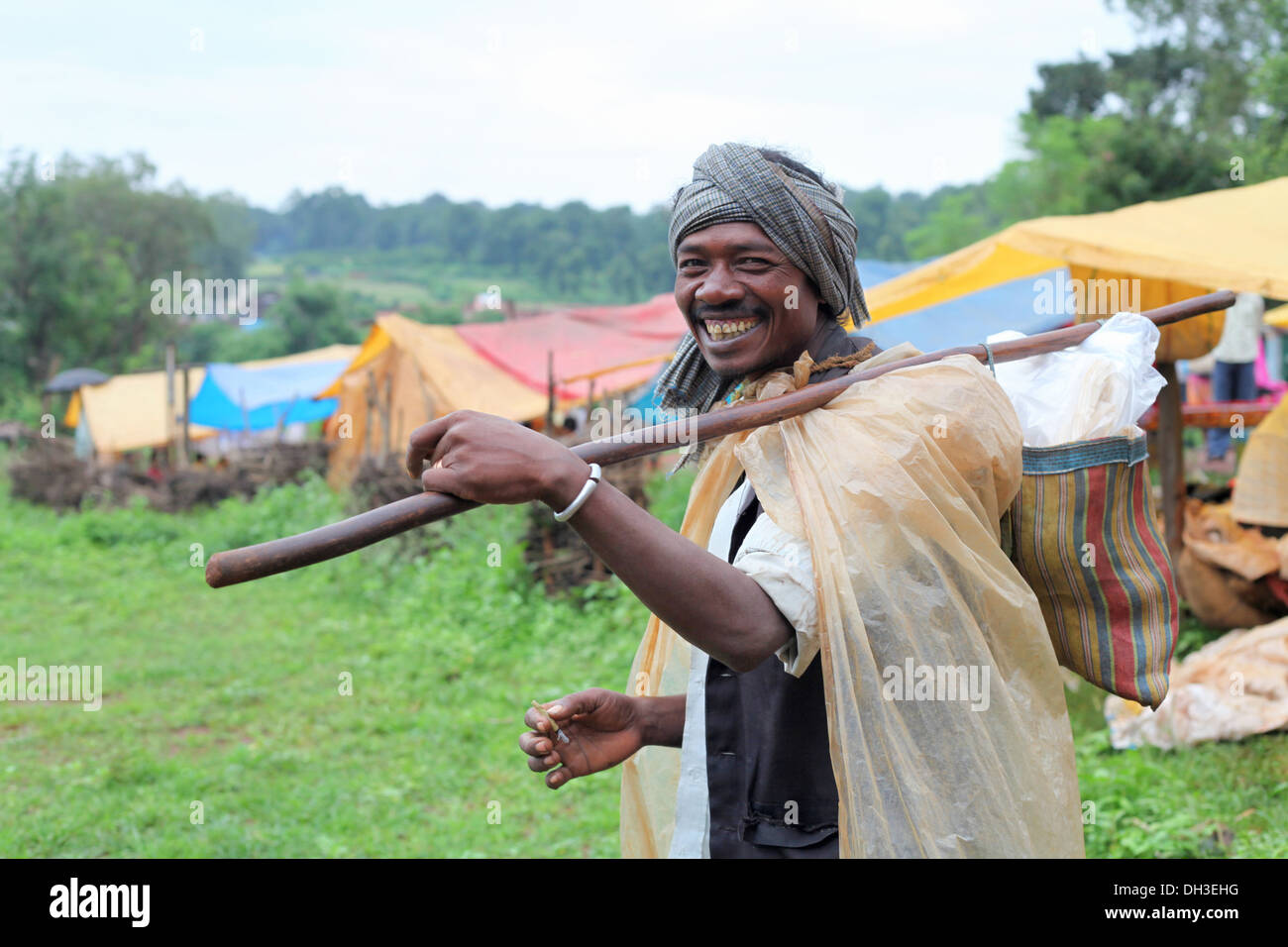 Man Smiling. Baiga Tribe, Chada village, Madhya Pradesh, India Stock ...