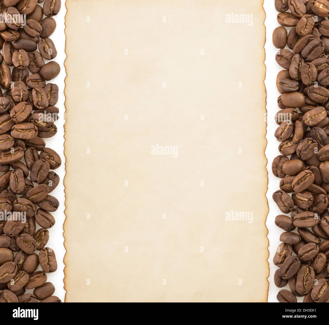 coffee concept and parchment isolated on white background Stock Photo ...