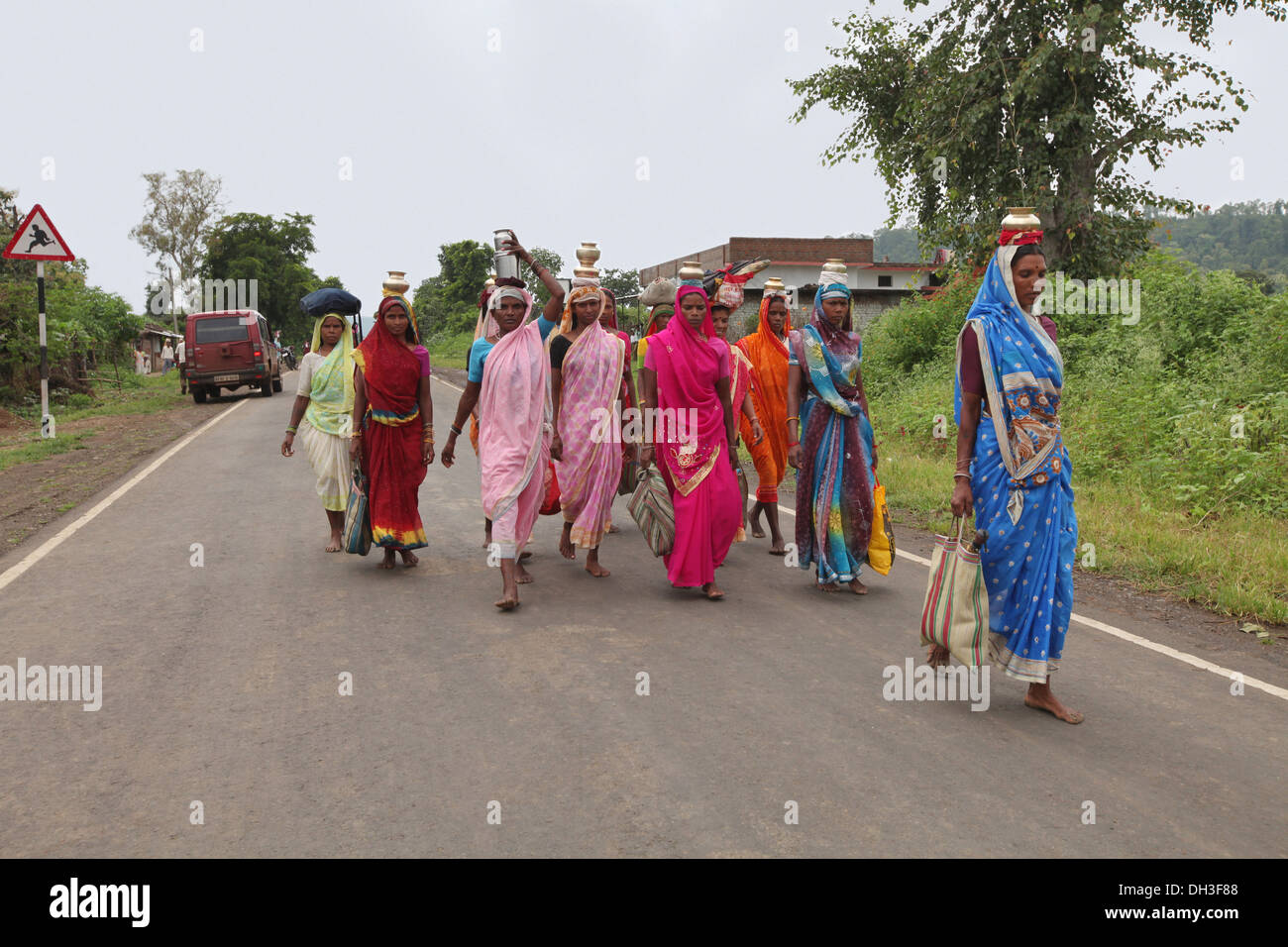 Indian Women Walking Road Traditional High Resolution Stock Photography ...