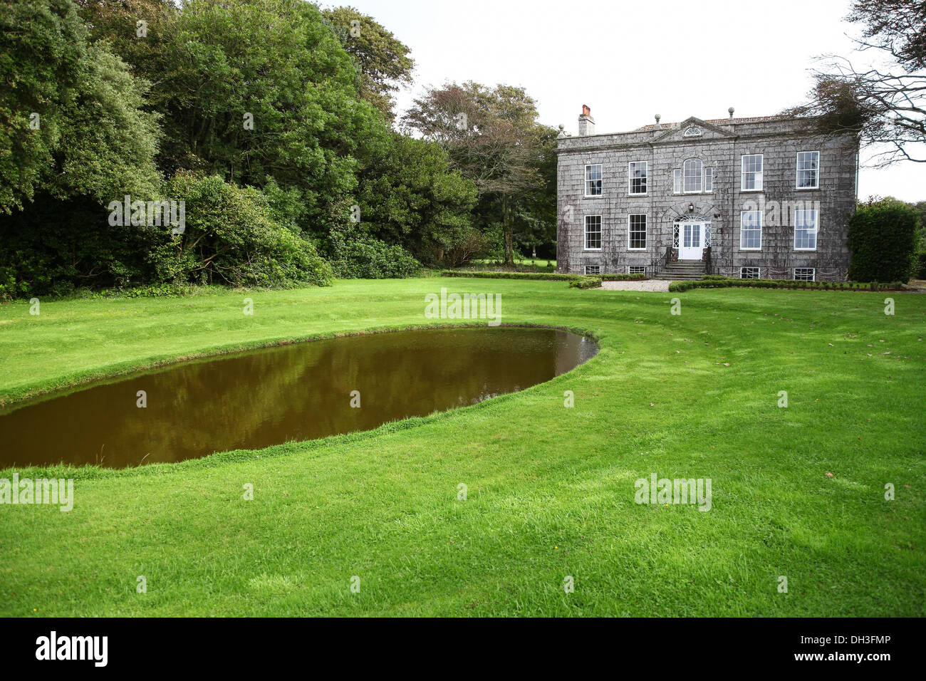 The house and pond or pool at Bonython Estate Gardens, Garden, Helston ...