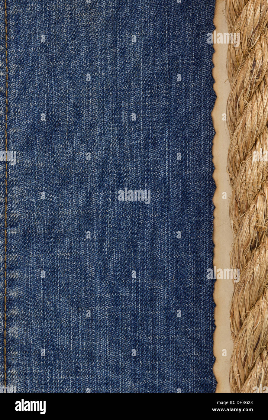 ship ropes on jeans background texture Stock Photo - Alamy