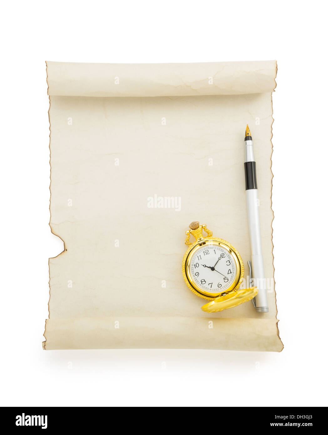 parchment scroll isolated on white background Stock Photo - Alamy