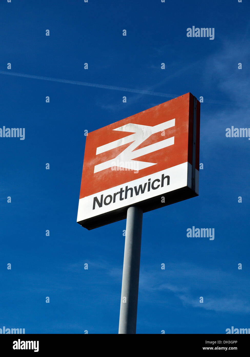 Northwich railway station sign Cheshire UK Stock Photo - Alamy